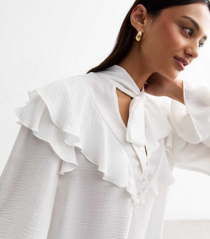 Ruffled White Blouse