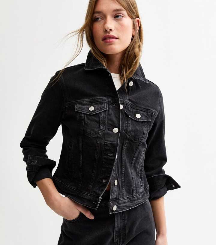 Black Dark Wash Denim Jacket | New Look