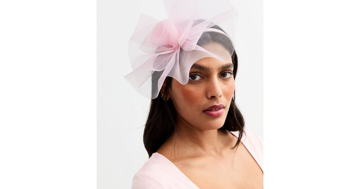 Light Pink Mesh Flower Fascinator | New Look