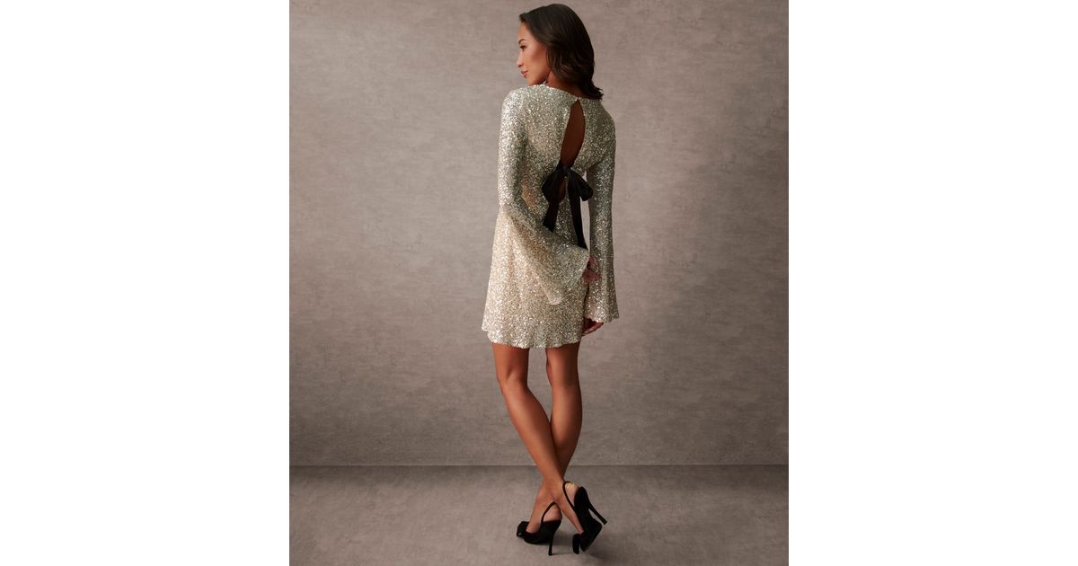 Blue Vanilla Cream Sequin Bow Mini Dress | New Look