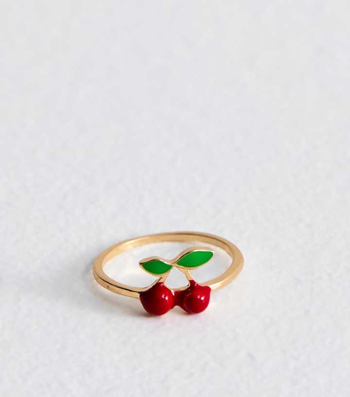 Gold Tone Cherry Ring | New Look