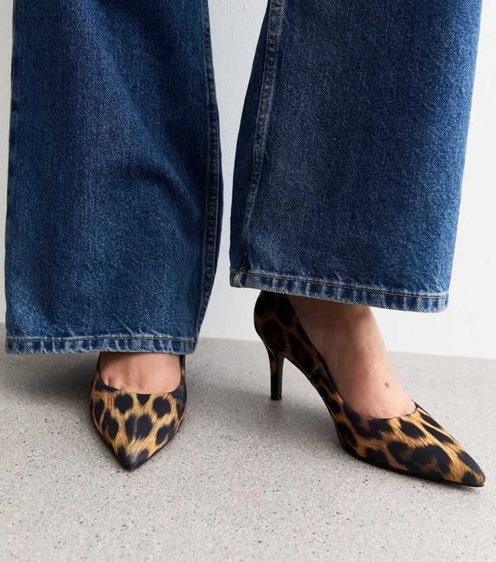 Stone Leopard Print Pointed Toe Court Shoes | New Look