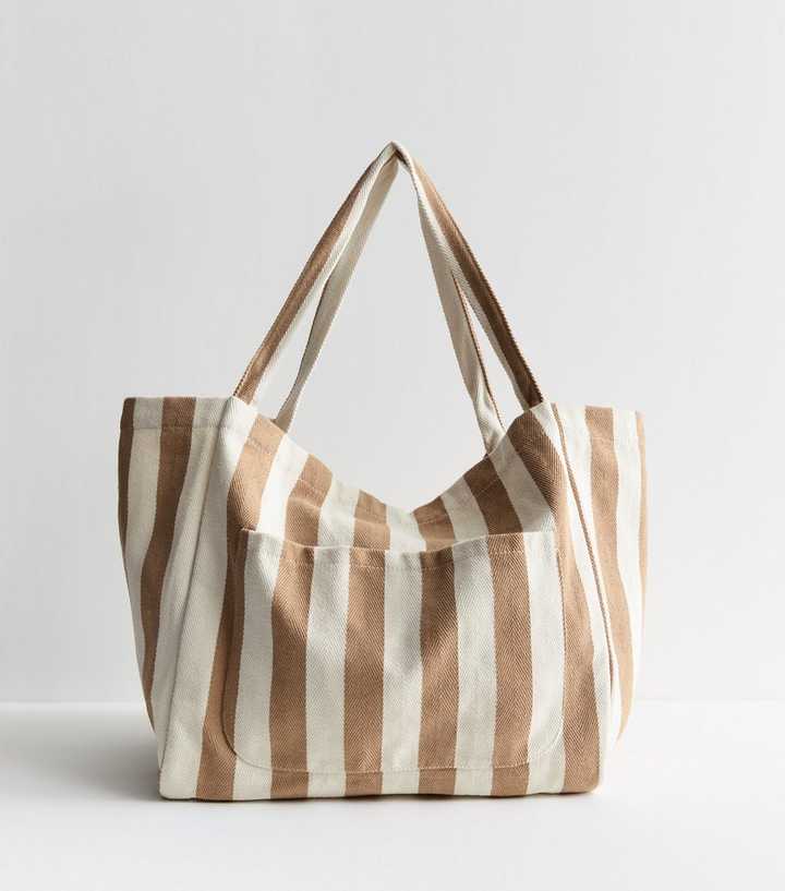 Brown Striped Slouchy Tote Bag | New Look