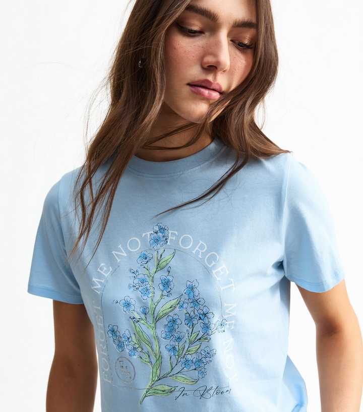 Blue Forget Me Not Print T-Shirt | New Look