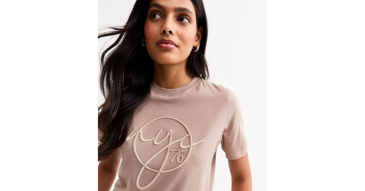 Mink NYC Embroidered T-Shirt | New Look