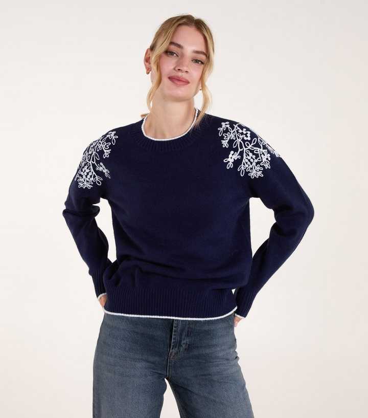 Blue Vanilla Blue Embroidered Shoulder Jumper | New Look