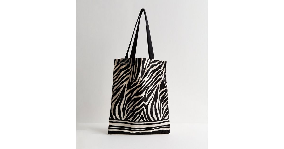 Black Zebra Print Canvas Tote Bag | New Look