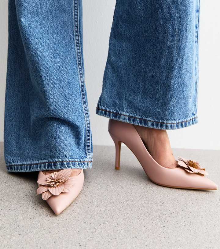 Pink Floral Motif Pointed Toe Court Shoes | New Look