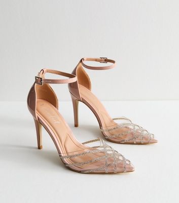 Pink Faux Patent Leather Shimmer Embellished Court Shoes | New Look