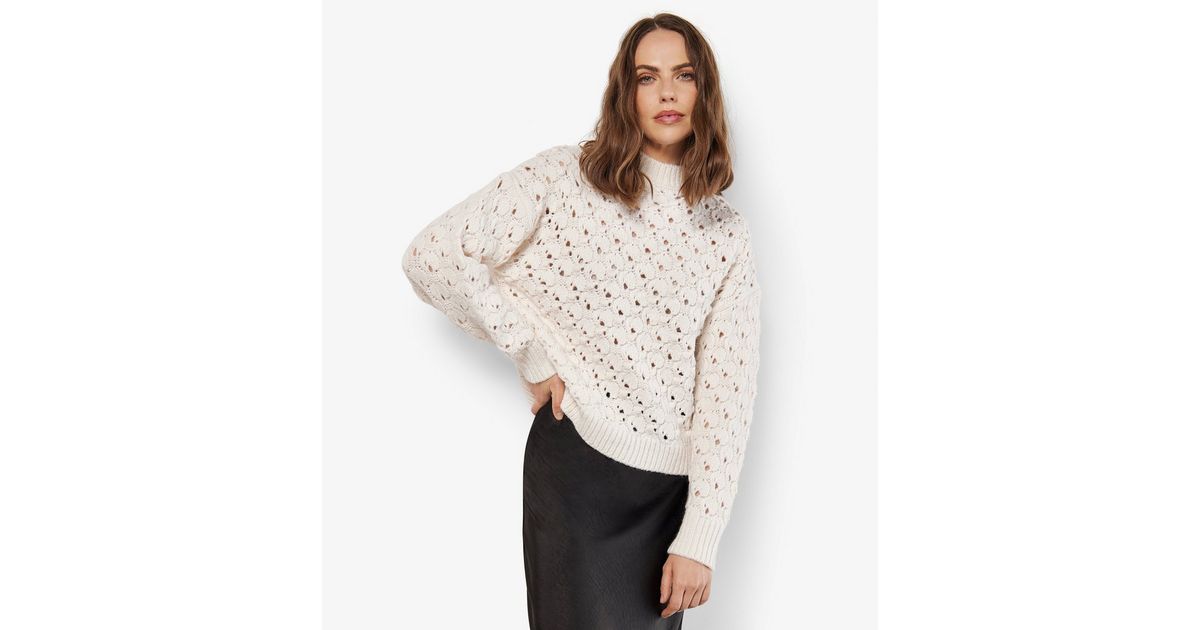 Apricot Cream Pointelle Teardrop Chunky Knit Jumper | New Look
