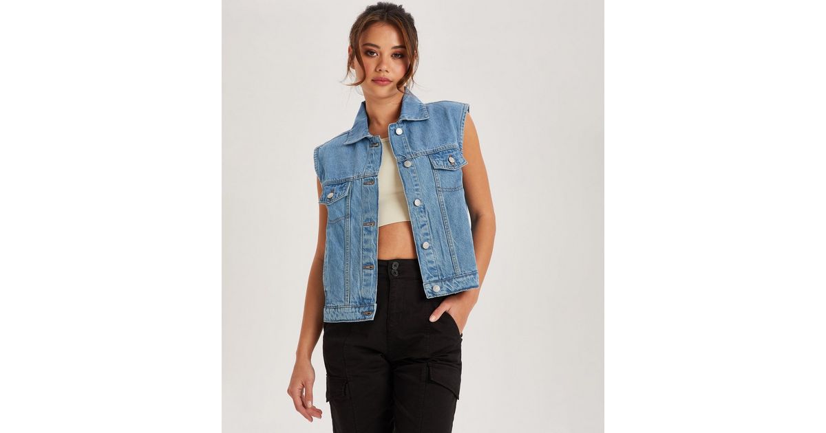 Urban Bliss Blue Denim Gilet | New Look
