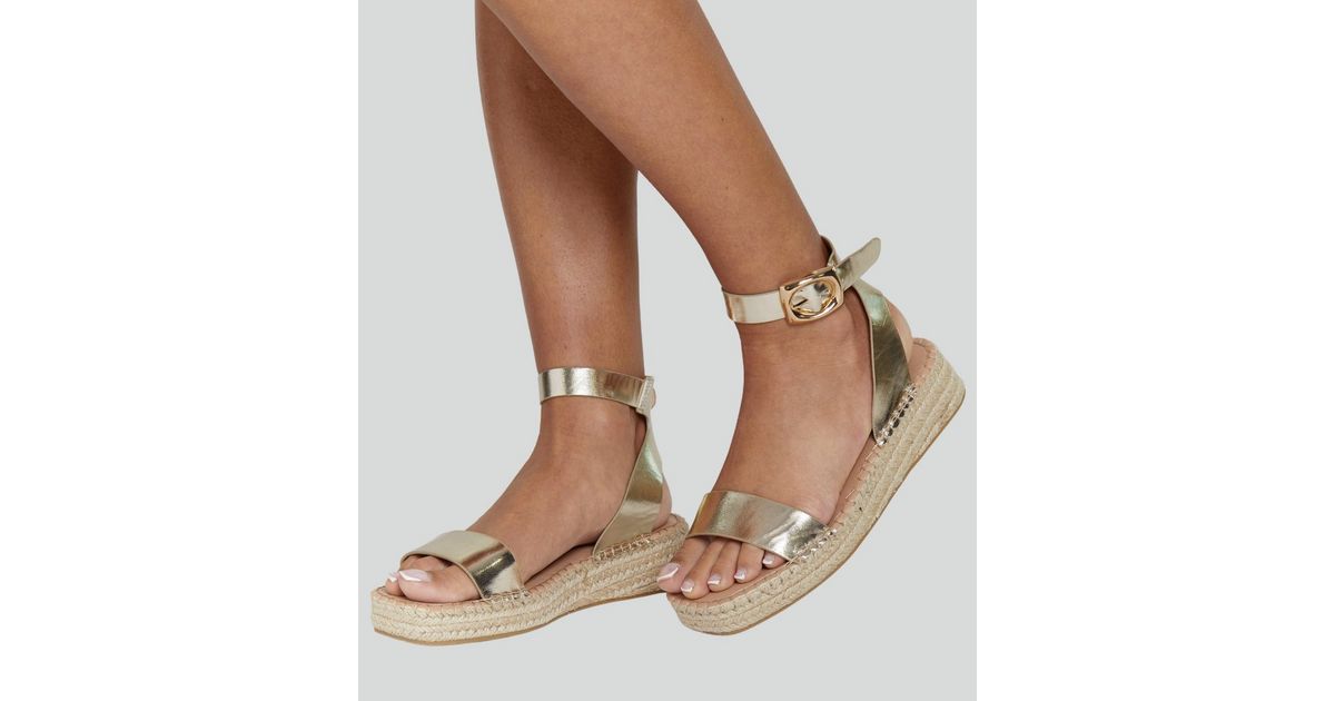 South Beach Gold Espadrille Sandals | New Look