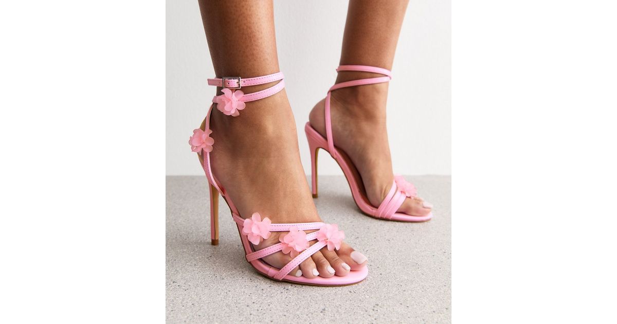 Public Desire Pink Enid Floral Charm Strappy Sandals | New Look
