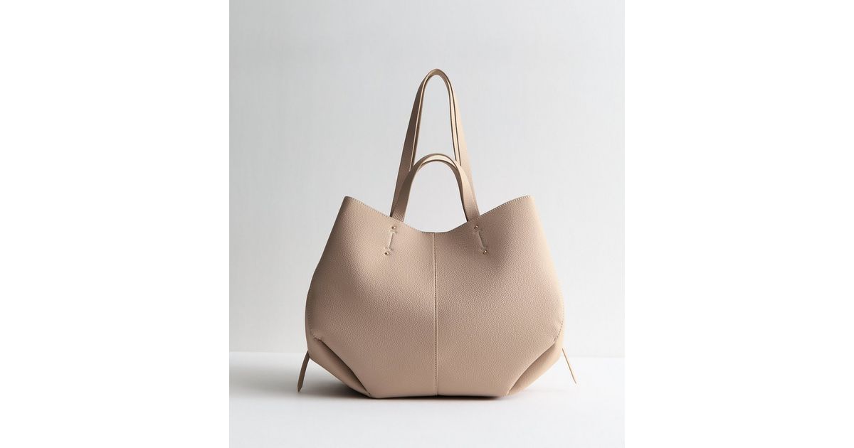 Mink Grained Faux Leather Tote Bag | New Look