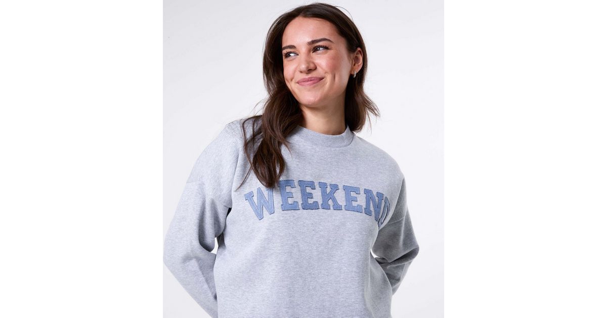 Blue Vanilla Grey Weekend Appliqued Sweatshirt | New Look