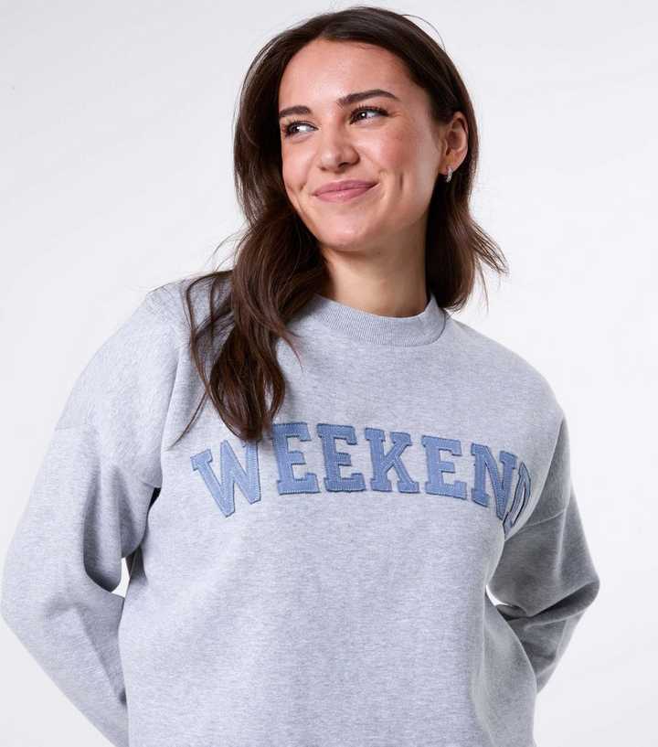 Blue Vanilla Grey Weekend Appliqued Sweatshirt | New Look