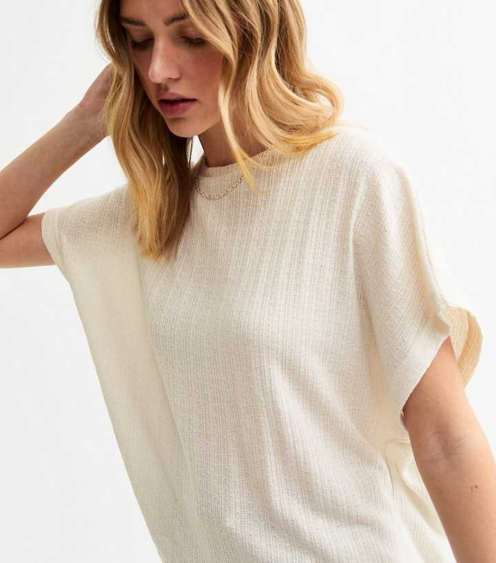 Cream Oversized Pointelle Top | New Look