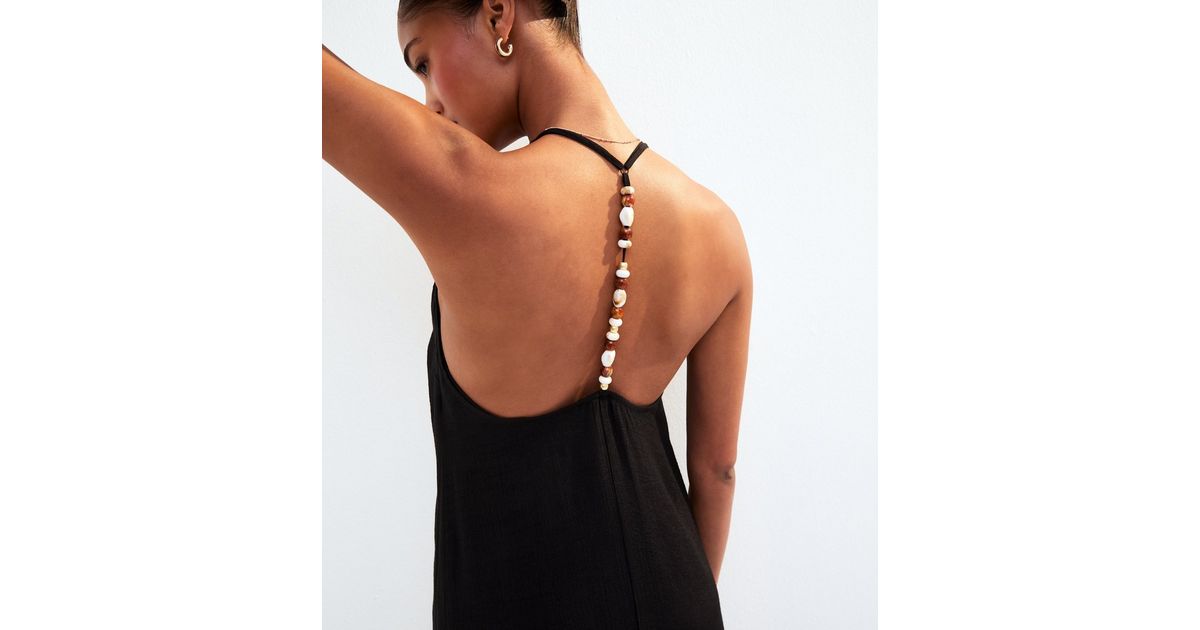Black Beaded Back Maxi Dress | New Look