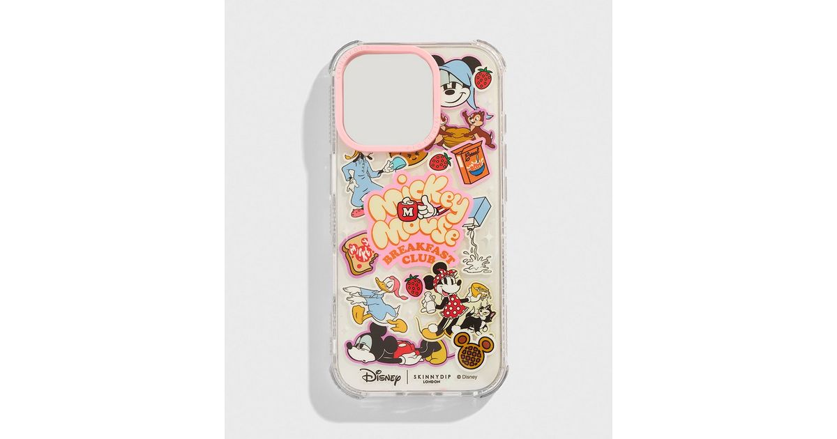 Skinnydip Pink Disney Mickey Mouse Sticker iPhone Case | New Look