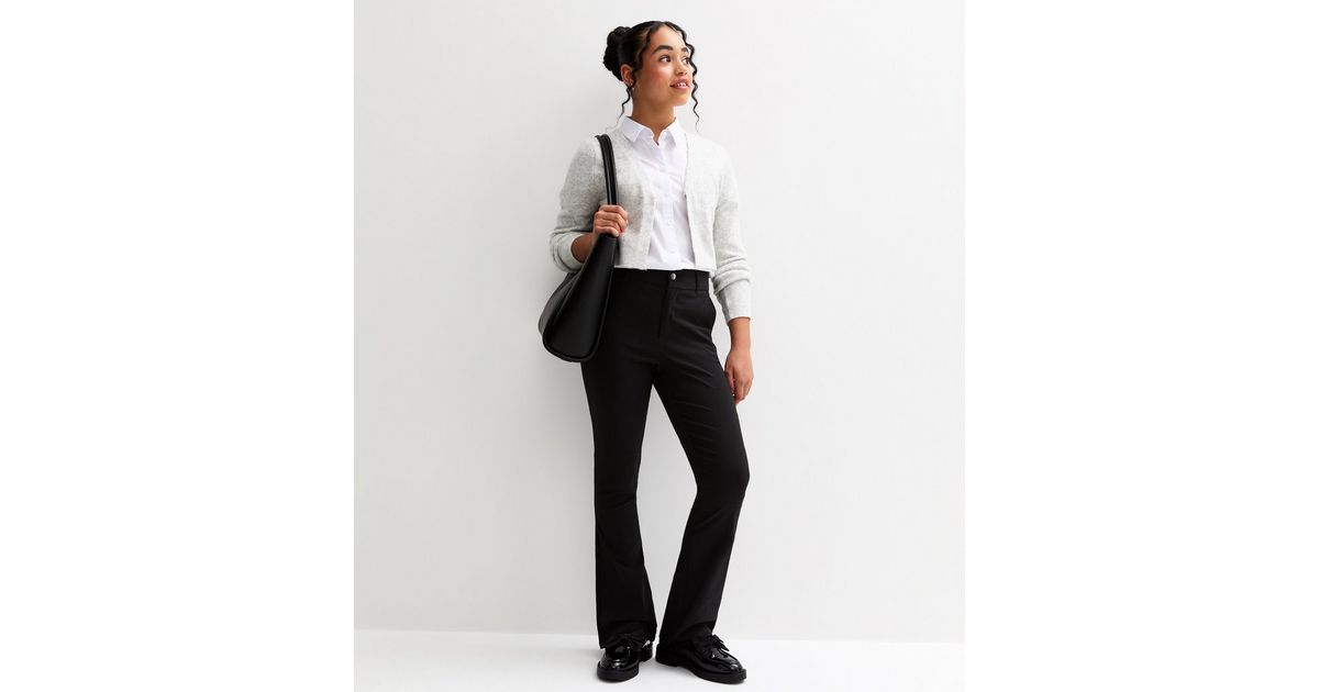 Girls Black Flared Leg School Trousers | New Look