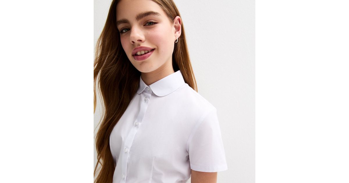 Girls White Round Collar School Shirt | New Look