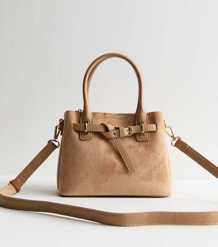 Camel Faux Suede Crossbody Bag | New Look