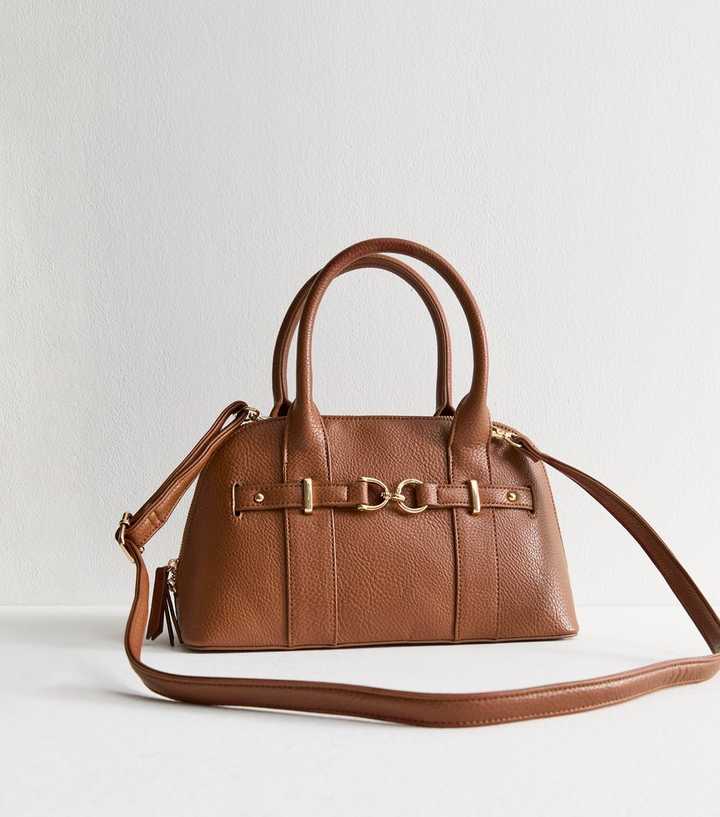 Tan Faux Leather Belted Bowler Bag | New Look