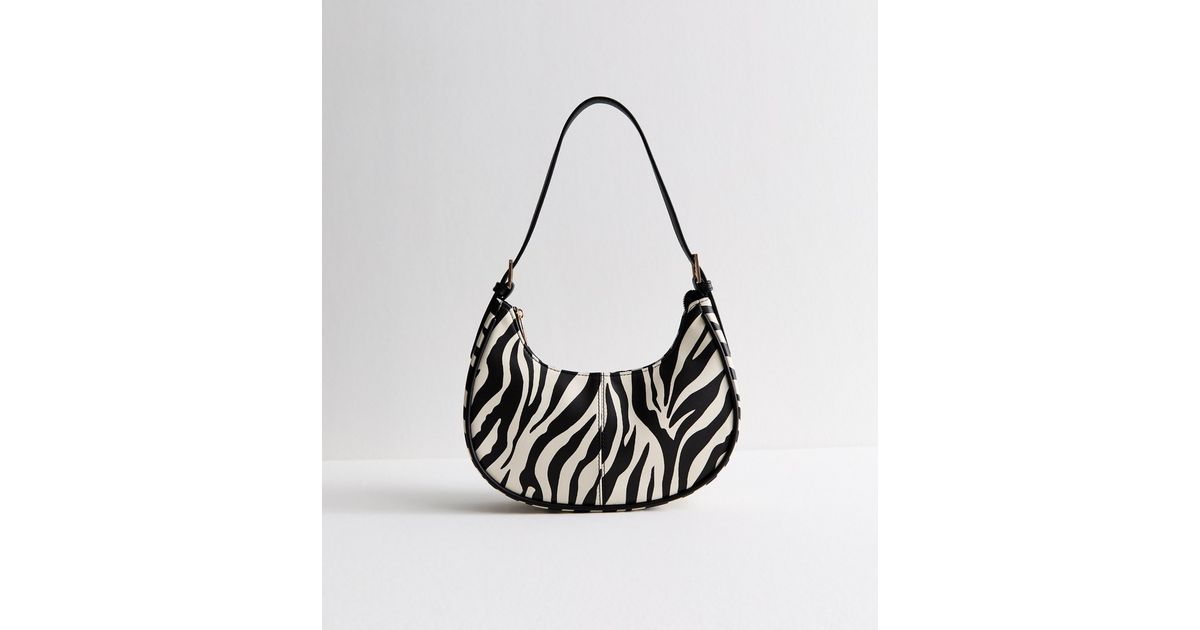 Black Faux Leather Zebra Print Small Shoulder Bag | New Look