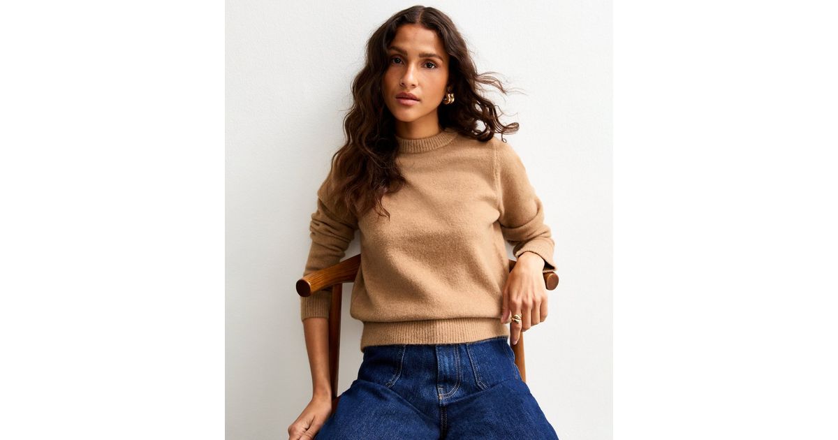 Camel Crew Neck Jumper | New Look
