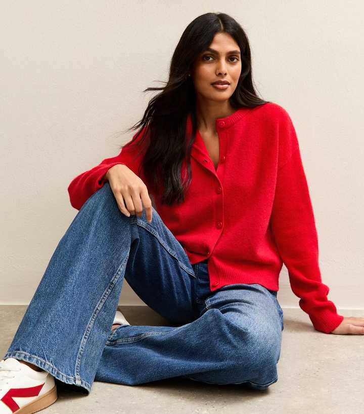Bright Red Crew Neck Knit Cardigan | New Look