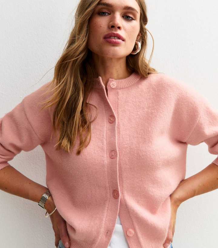 Pink Crew Neck Knit Cardigan | New Look