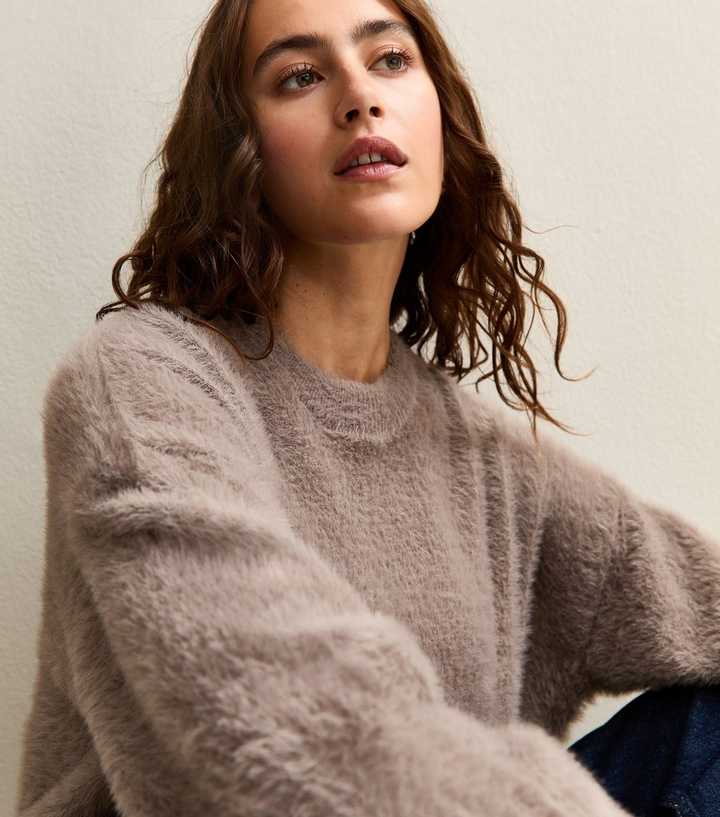 Mink Fluffy Knit Relaxed Fit Jumper | New Look