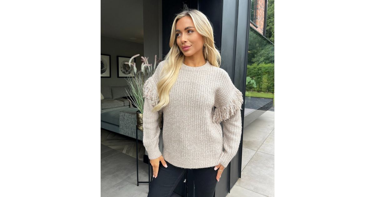 AX Paris Cream Fringe Sleeve Jumper | New Look