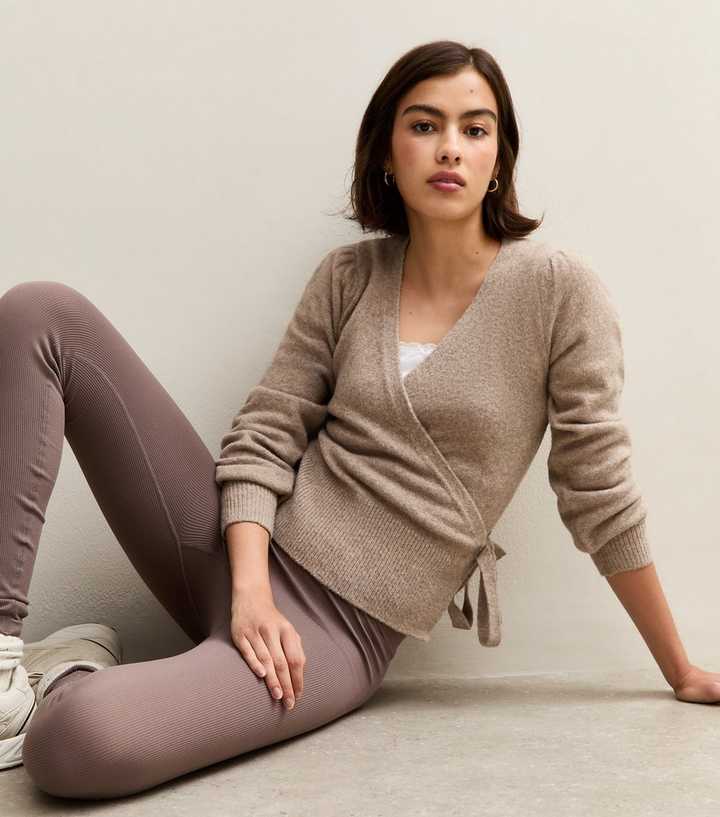 Mink Puff Sleeve Wrap Jumper | New Look