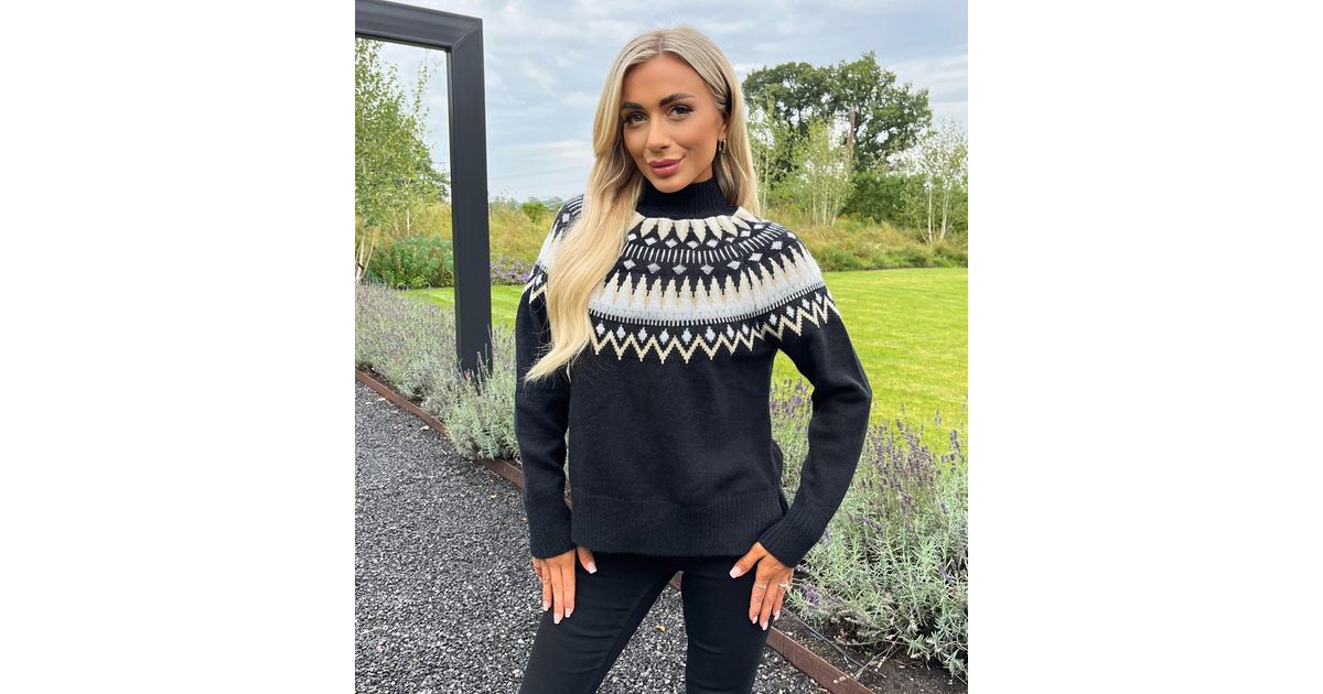AX Paris Black Fairisle Jumper | New Look