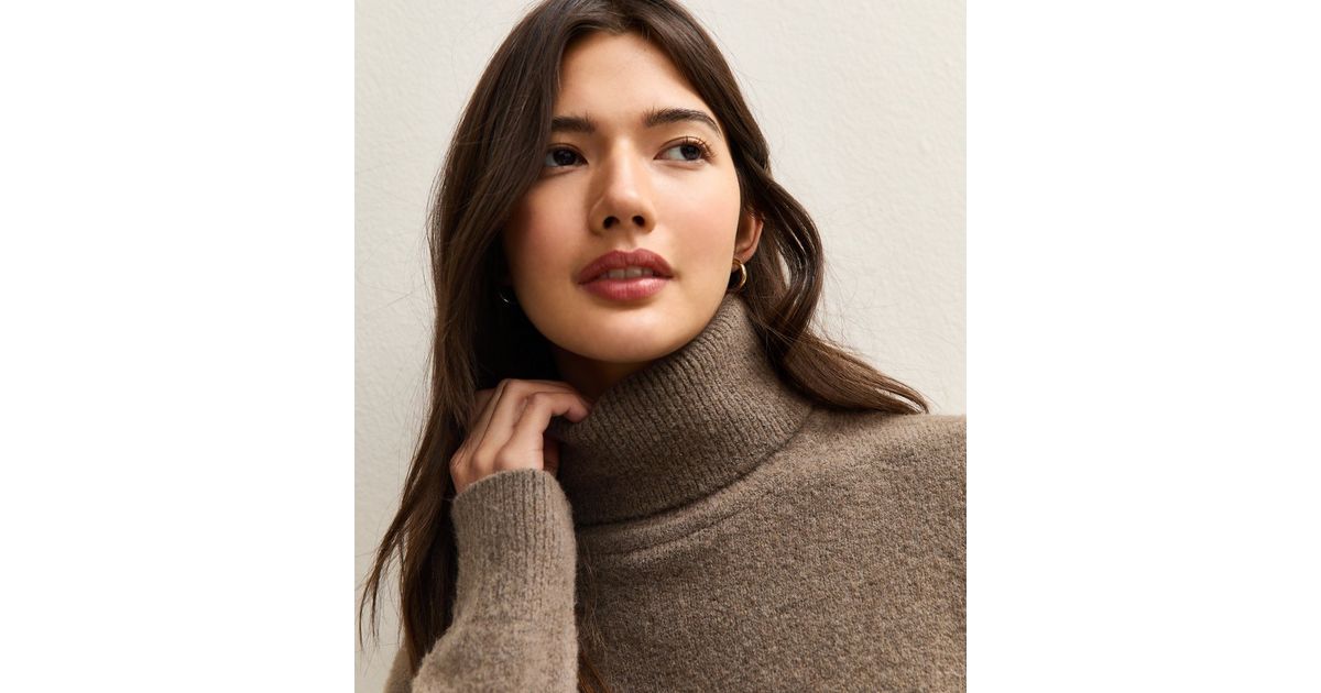 Dark Mink Roll Neck Jumper | New Look