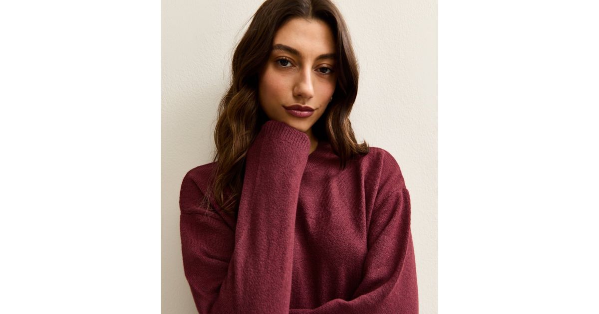 Tall Burgundy Knit Side Split Jumper | New Look