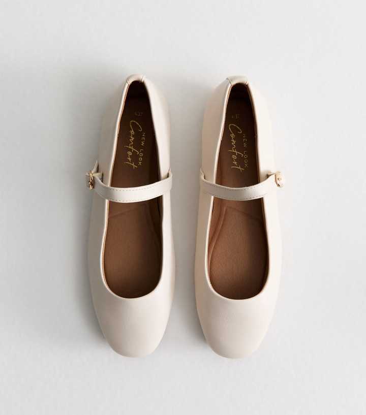 Off White Faux Leather Mary Jane Pumps | New Look