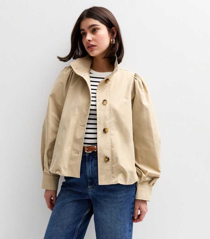 Cream Pleated Back Cropped Trench Jacket | New Look