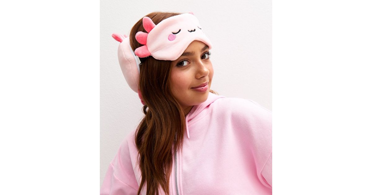 Pink Axolotl Travel Pillow and Eye Mask Set | New Look