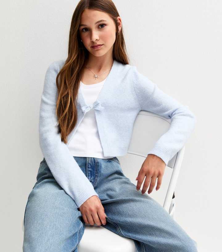 Girls Light Blue Knitted Cardigan | New Look