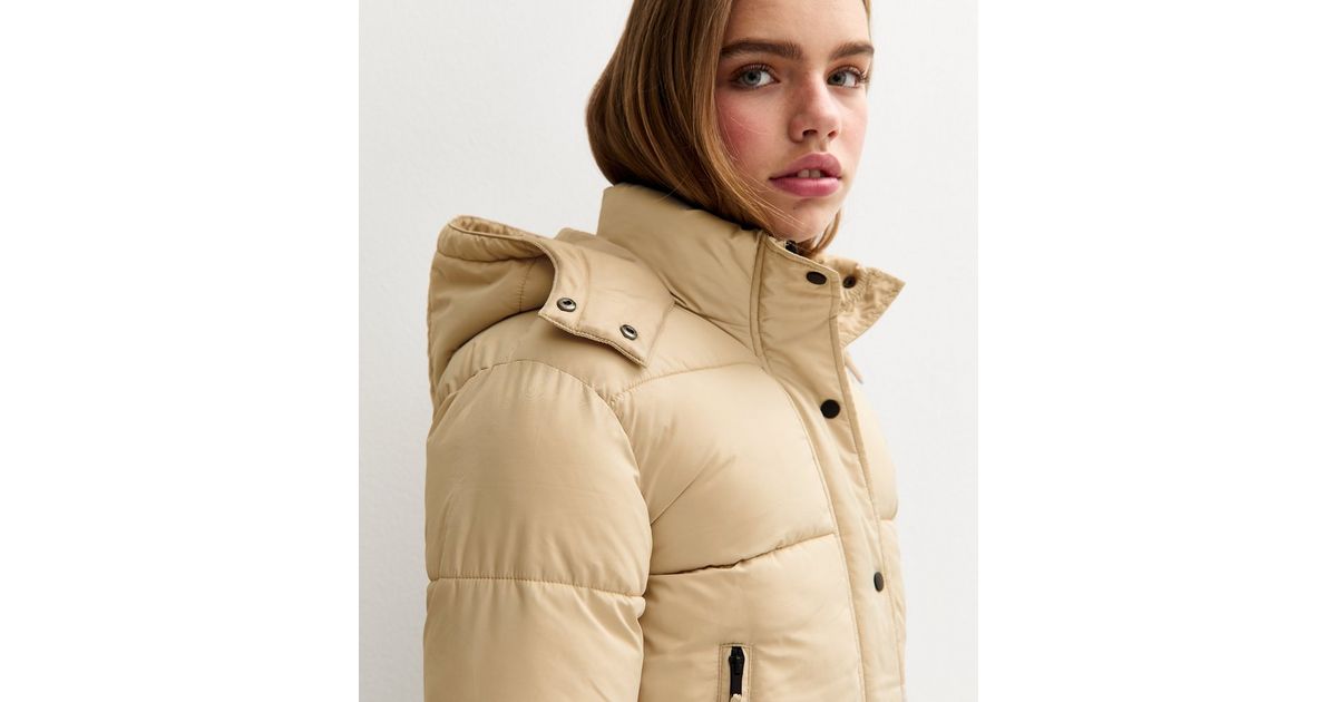 Girls Cream Padded Hooded Jacket | New Look