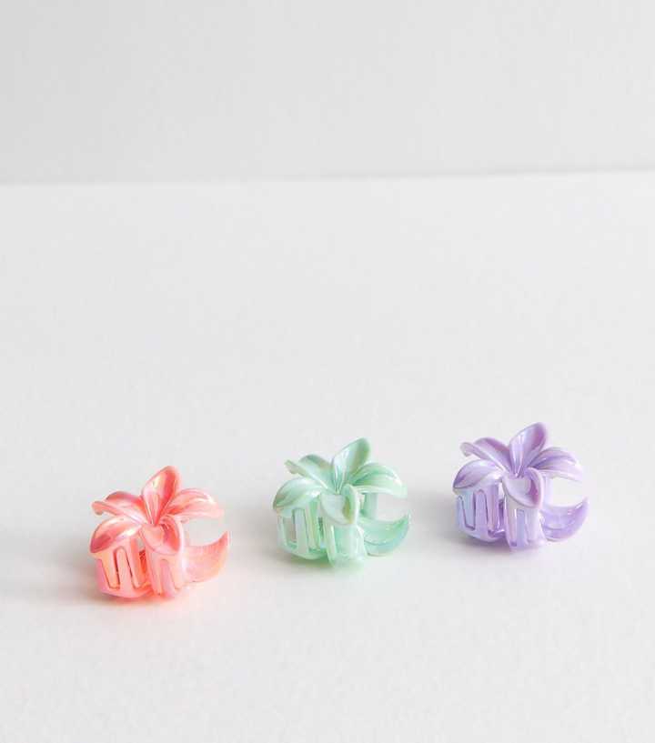Pack of 3 Shine Tropical Flower Hair Claw Clips | New Look