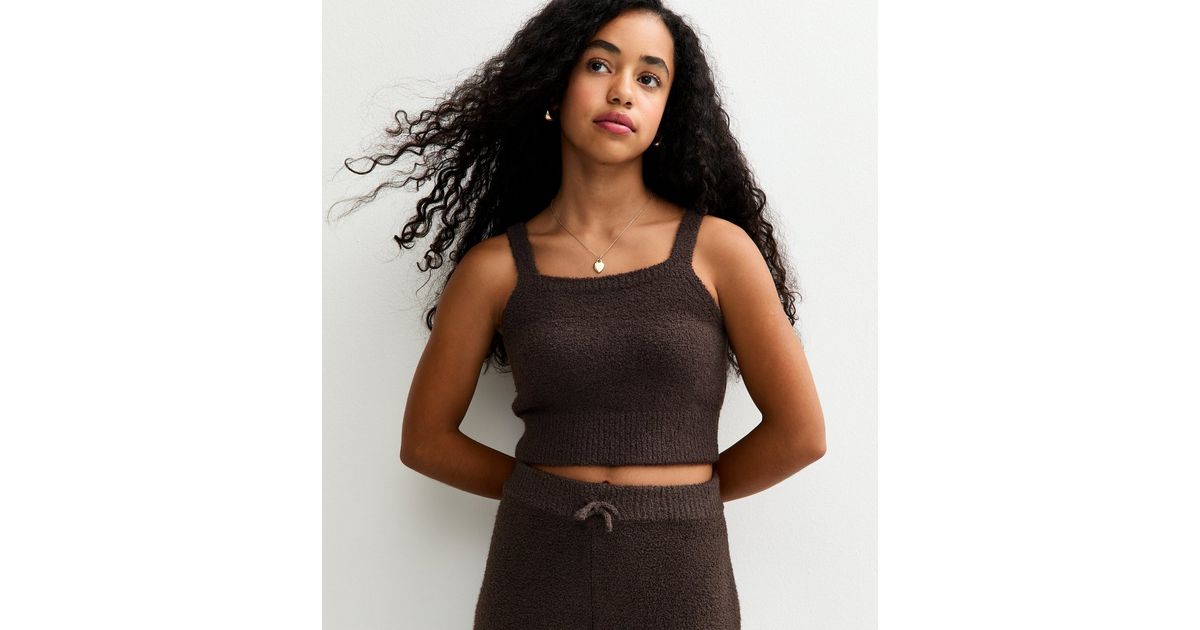 Girls Dark Brown Teddy Cami Top | New Look