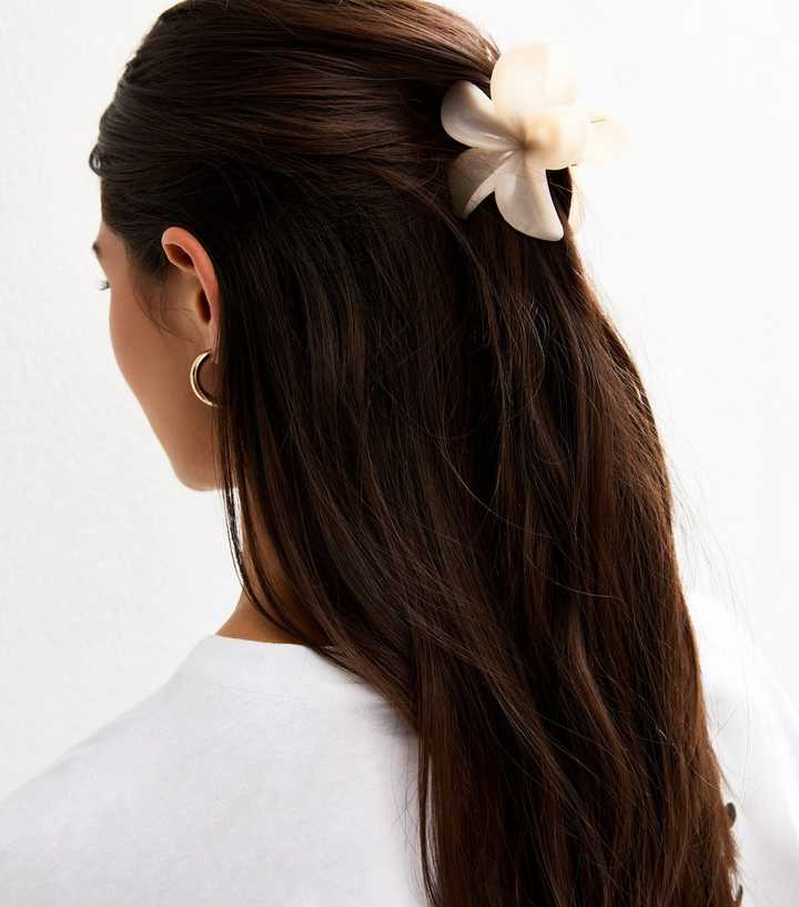 Cream Tropical Flower Hair Clip | New Look