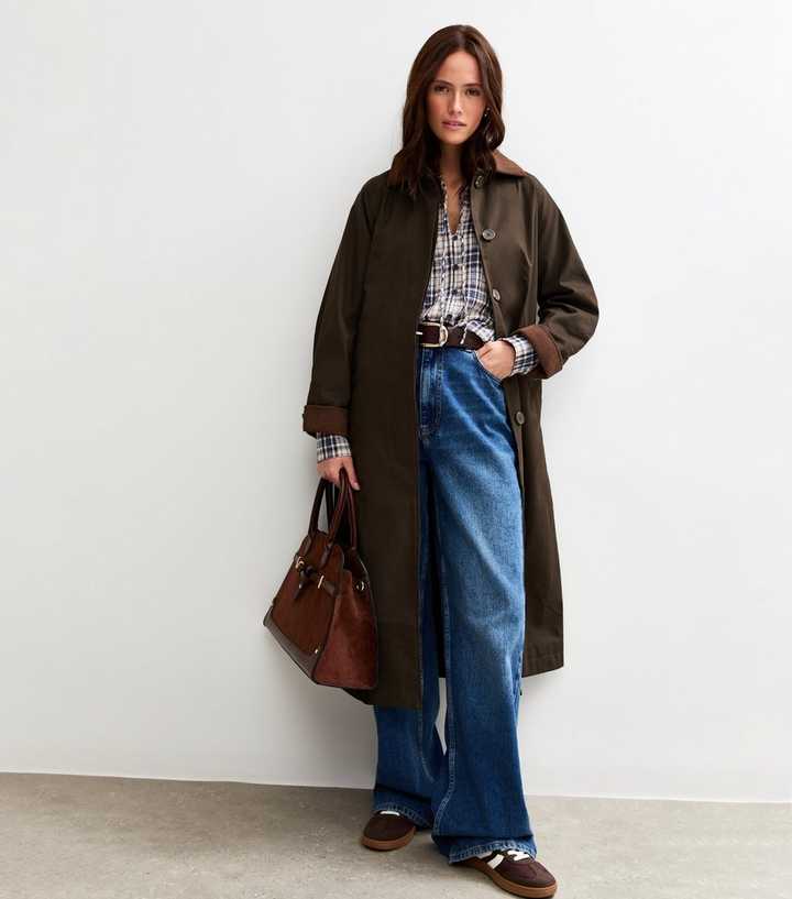 Light Khaki Contrast Collar Trench Coat | New Look