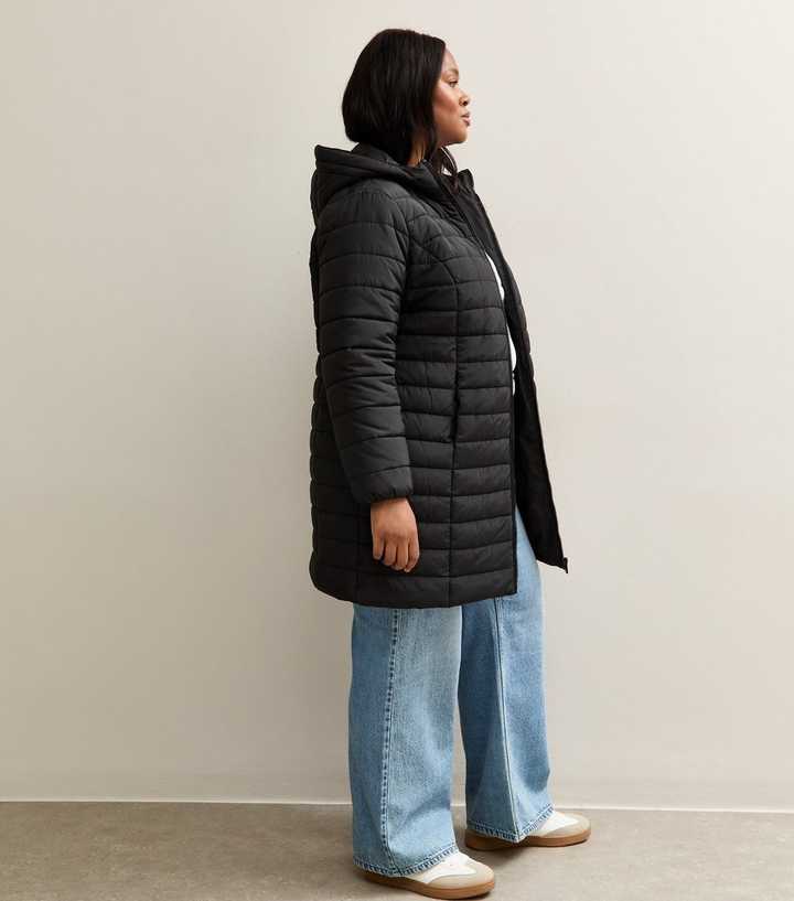 Curves Black Padded Longline Puffer Jacket | New Look
