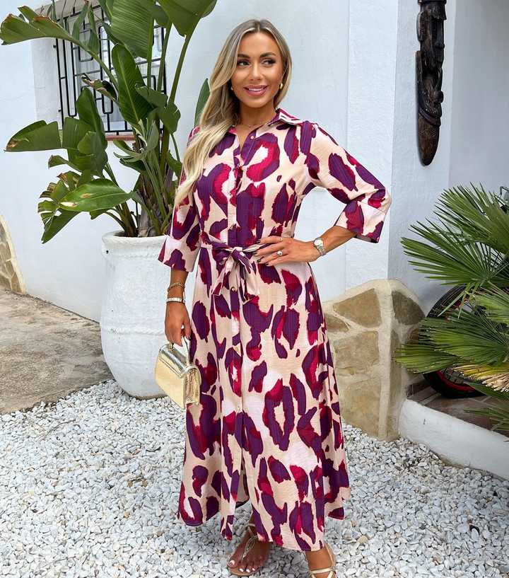 AX Paris Purple Printed Maxi Shirt Dress | New Look