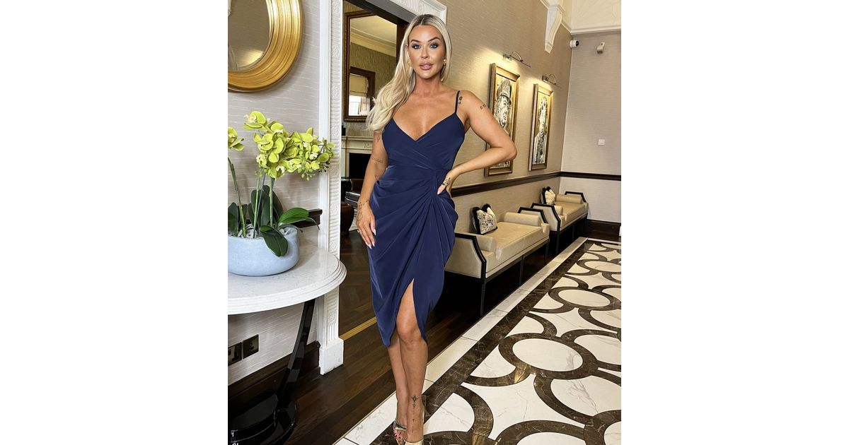 AX Paris Navy Draped Wrap Dress | New Look