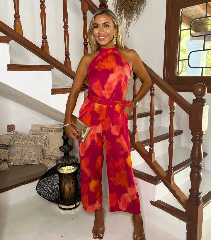 AX Paris Red Floral Print Jumpsuit | New Look